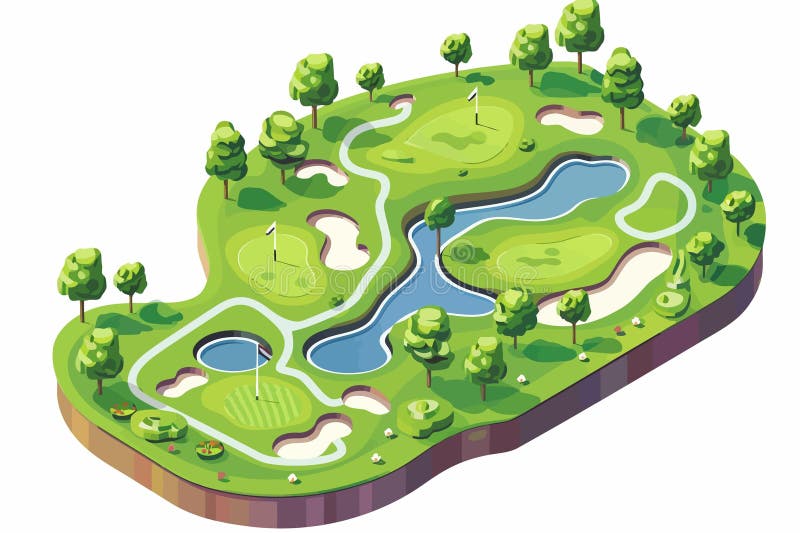 Golf Course Set Isometric Isolated Stock Vector - Illustration of ...