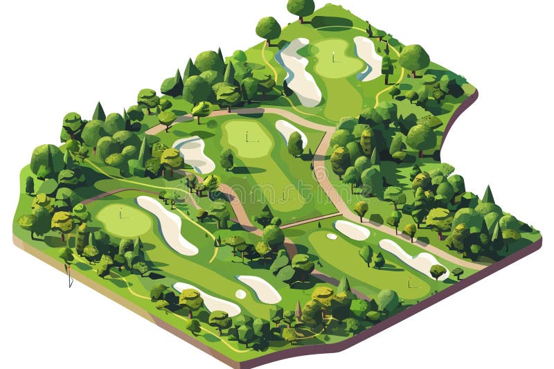 Golf Course Set Isometric Isolated Stock Vector - Illustration of ...