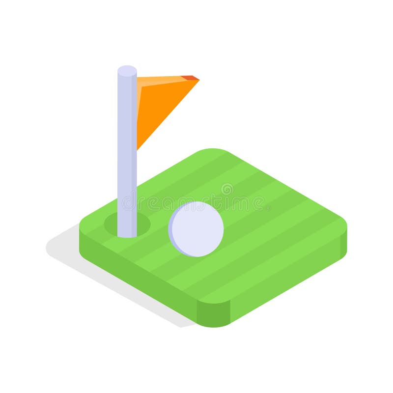 Golf Course Setup with a Flag, Fun for All Ages. Stock Vector ...