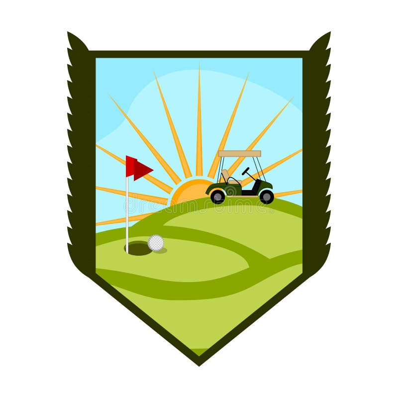 Golf Course in a Shield Emblem Stock Vector - Illustration of grass ...