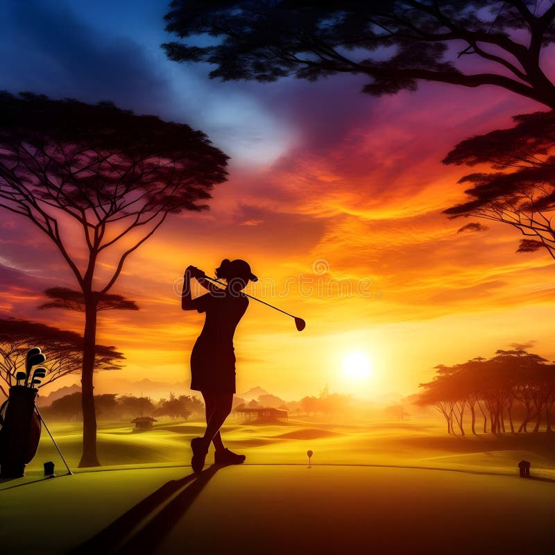 A golf course stock illustration. Illustration of person - 373714598