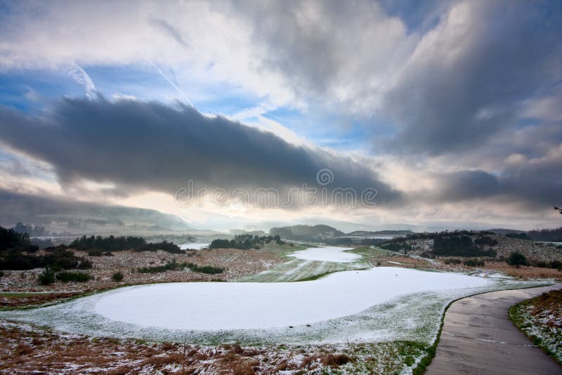 Golf Course on a Snowy Winter Morning Stock Photo - Image of landscape ...