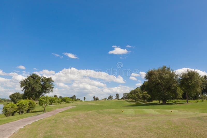 Golf Course in Sunny Day Afternoon Stock Image - Image of green ...