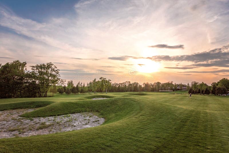 Golf Course at Sunset stock photo. Image of lifestyle - 192668742