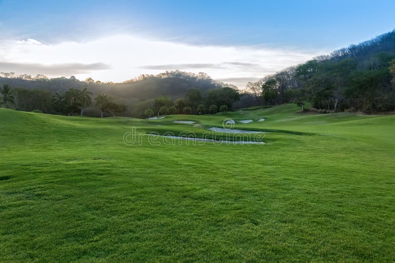 Golf Course stock image. Image of fairway, golf, sunset - 60546683