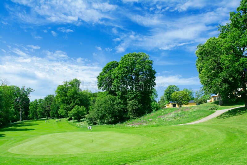 Beautiful Golf Course in Fresh Green Colors Stock Photo - Image of ...