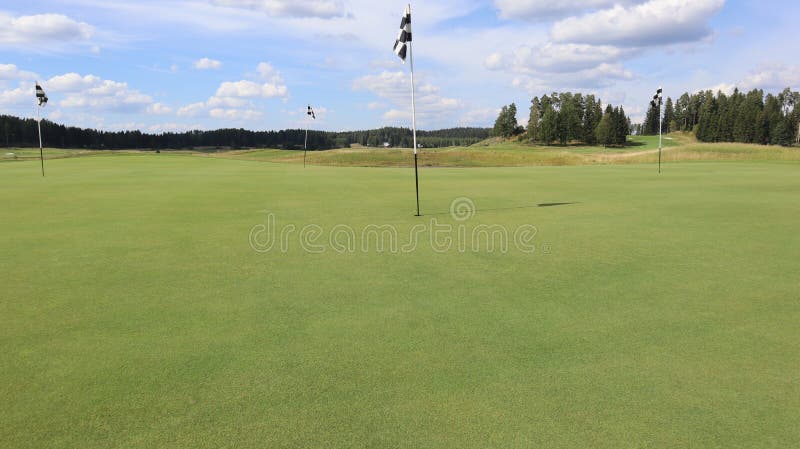 Golf Course Flag Putting Practice Area Stock Image - Image of lighting ...