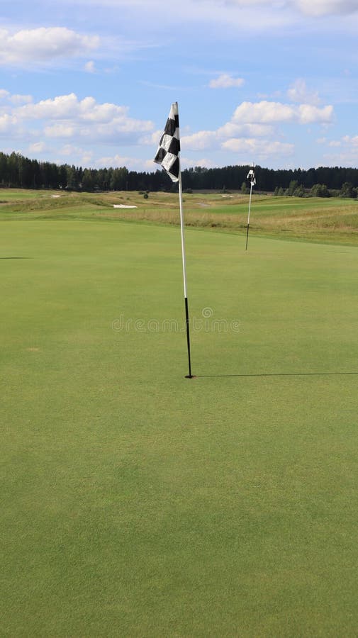 Golf Course Flag Putting Practice Area Stock Photo - Image of line ...