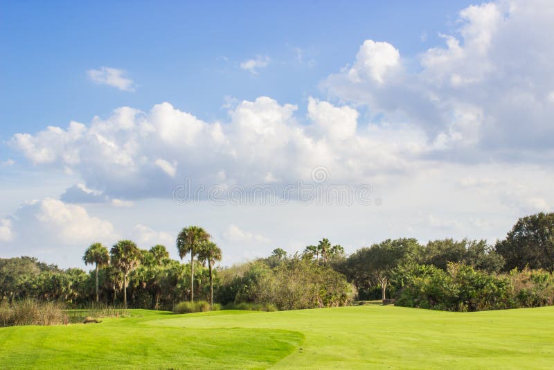 Beautiful Golf Course Under Blue Sky Stock Photo - Image of game, bird ...