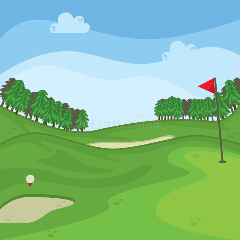 Golf Course. Vector Illustration Decorative Background Design Stock ...