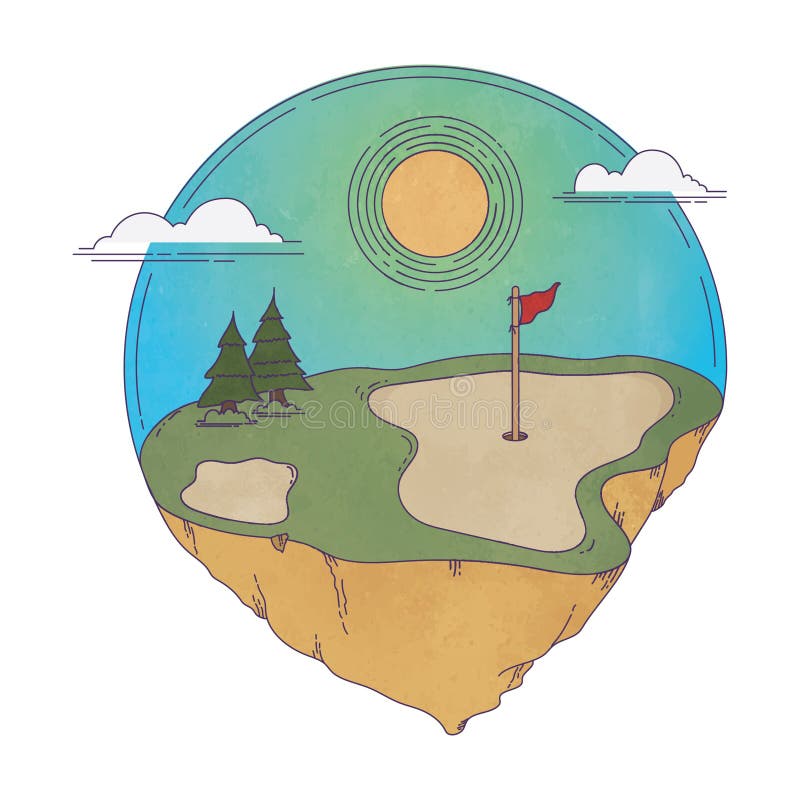 Golf Course. Vector Illustration Decorative Design Stock Vector ...