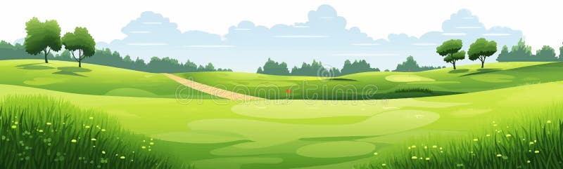 Golf Course Vector Simple 3d Smooth Cut and Paste Isolated Illustration ...