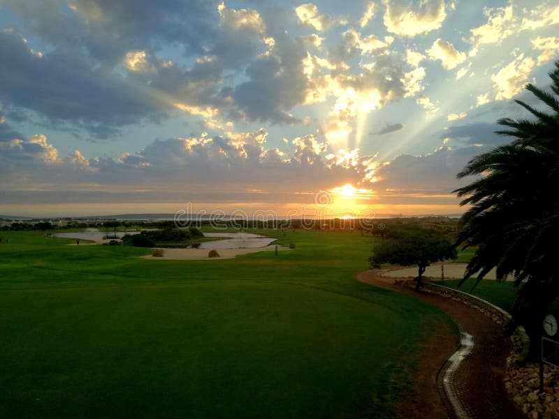 Golf course views stock image. Image of sunsets, golf - 97228237