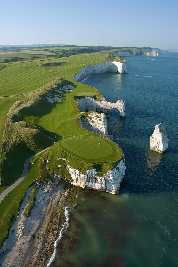 Golf Course on White Cliffs with Ocean Views and Majestic Rock Arches ...