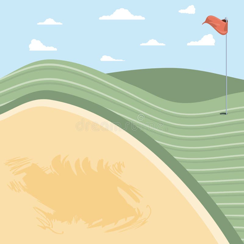 Golf curse with sand trap stock vector. Illustration of golfer - 124735153