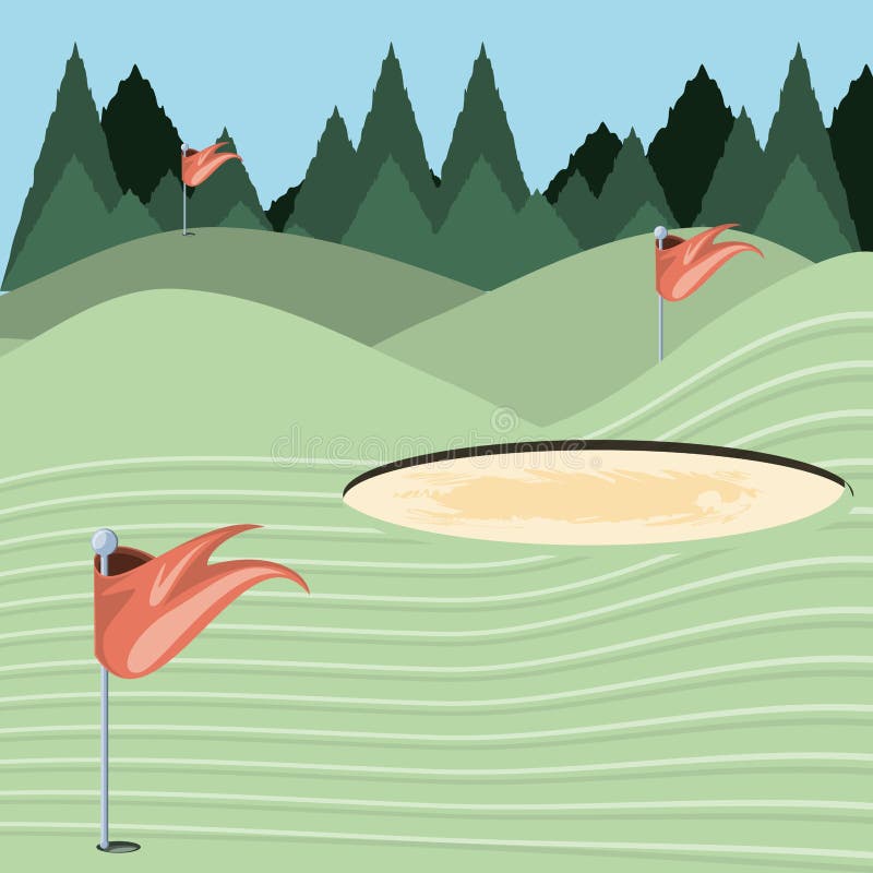Golf curse with sand trap stock vector. Illustration of golf - 124735216