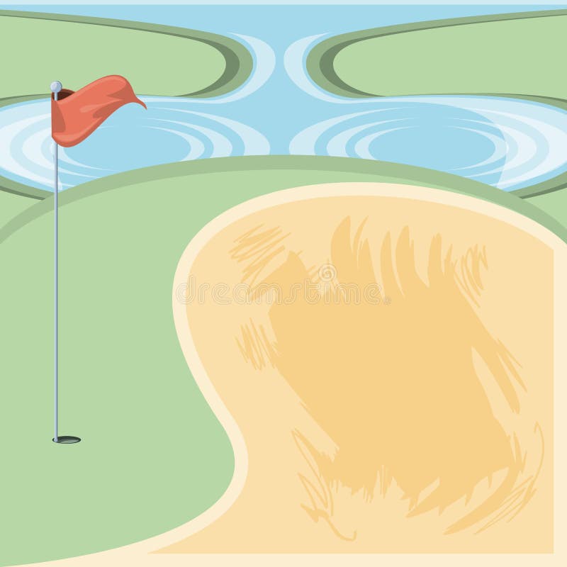 Golf curse with sand trap stock vector. Illustration of hole - 124735232