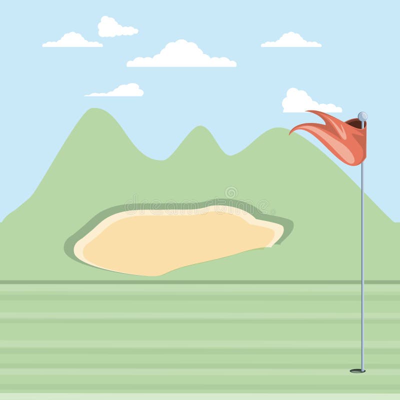 Golf curse with sand trap stock vector. Illustration of perspective ...