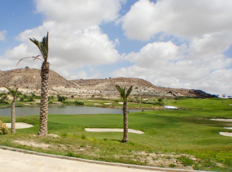 Golf in the desert stock image. Image of dunes, landscape - 221332109