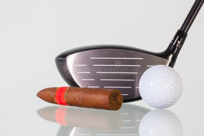 Golf Driver and Different Cigars on a Glass Desk Stock Photo - Image of ...