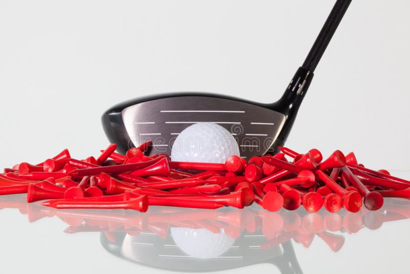 Golf Driver and Wooden Tees on a Glass Desk Stock Image - Image of gear ...