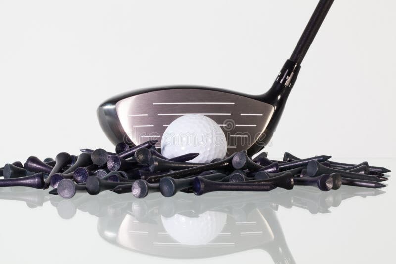 Golf Driver and Wooden Tees on a Glass Desk Stock Image - Image of ...