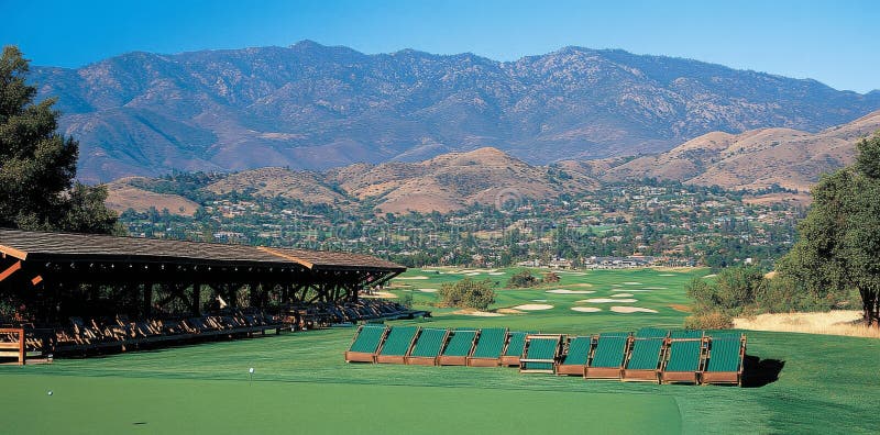 A Golf Driving Range Featuring Yardage Markers for Accurate Practice ...