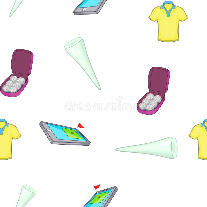 Golf Elements Pattern, Cartoon Style Stock Vector - Illustration of ...