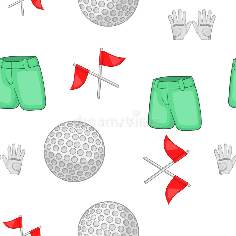 Golf Equipment Pattern, Cartoon Style Stock Vector - Illustration of ...