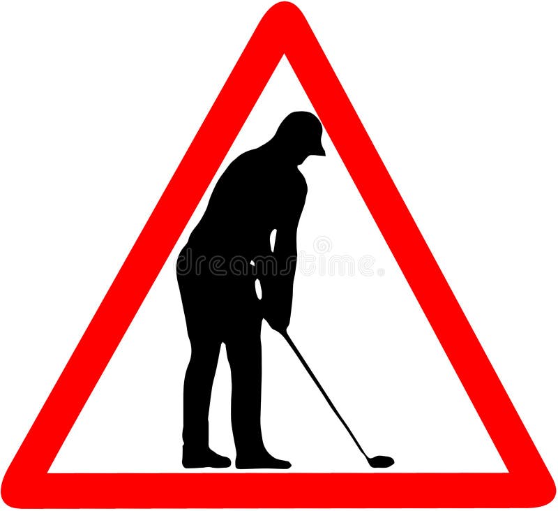 Golf Field and Golf Player Warning Triangular Red Road Sign Stock ...