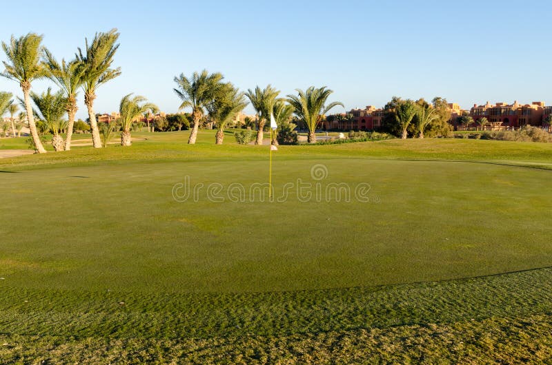 Golf course at sunset stock image. Image of golf, golden - 2434201
