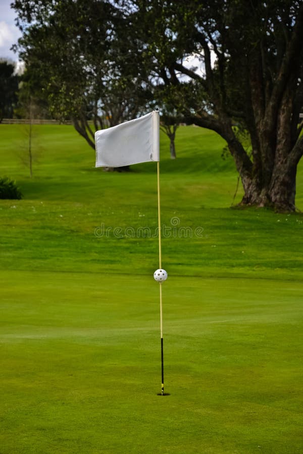 Golf Flag Marking Hole Position on Golf Course Stock Image - Image of ...