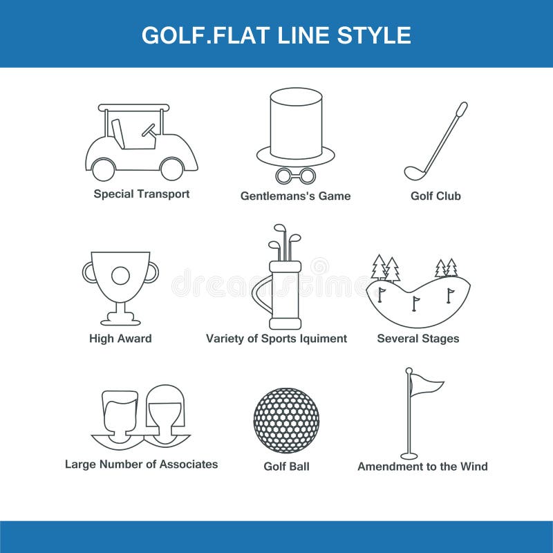Golf flat set stock vector. Illustration of elements - 48892936