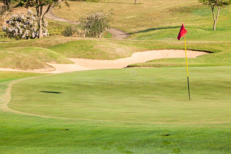 Golf Green Flag Sand Trap stock image. Image of green - 74650243