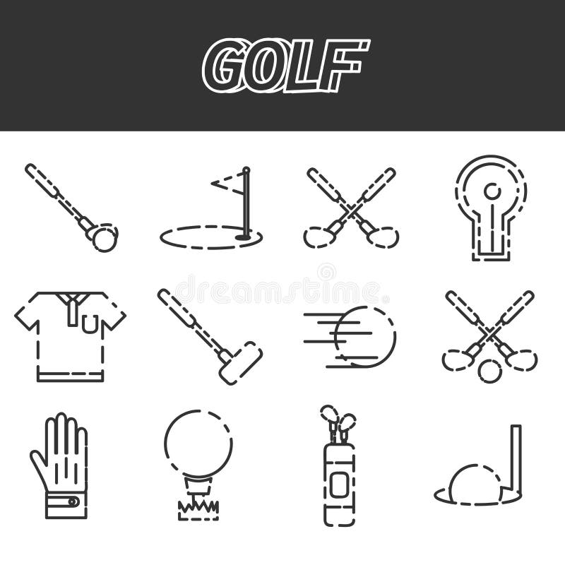 Golf icon set stock vector. Illustration of golfer, pictogram - 78137090