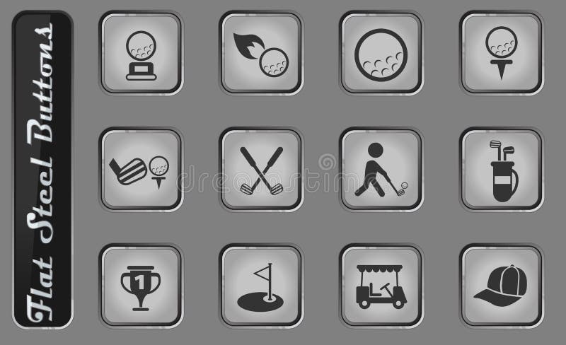 Golf icon set stock vector. Illustration of button, clubs - 132241090