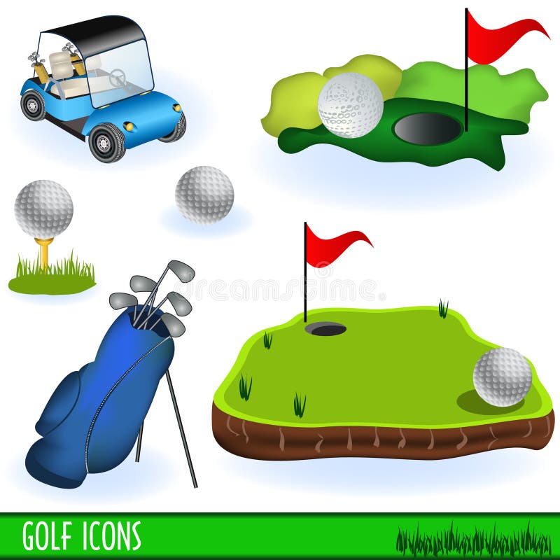 Colorful Golf Icons stock vector. Illustration of green - 5198120