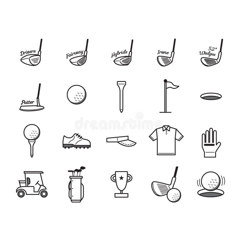 Golf Icons Collection. Vector Illustration Decorative Design Stock ...