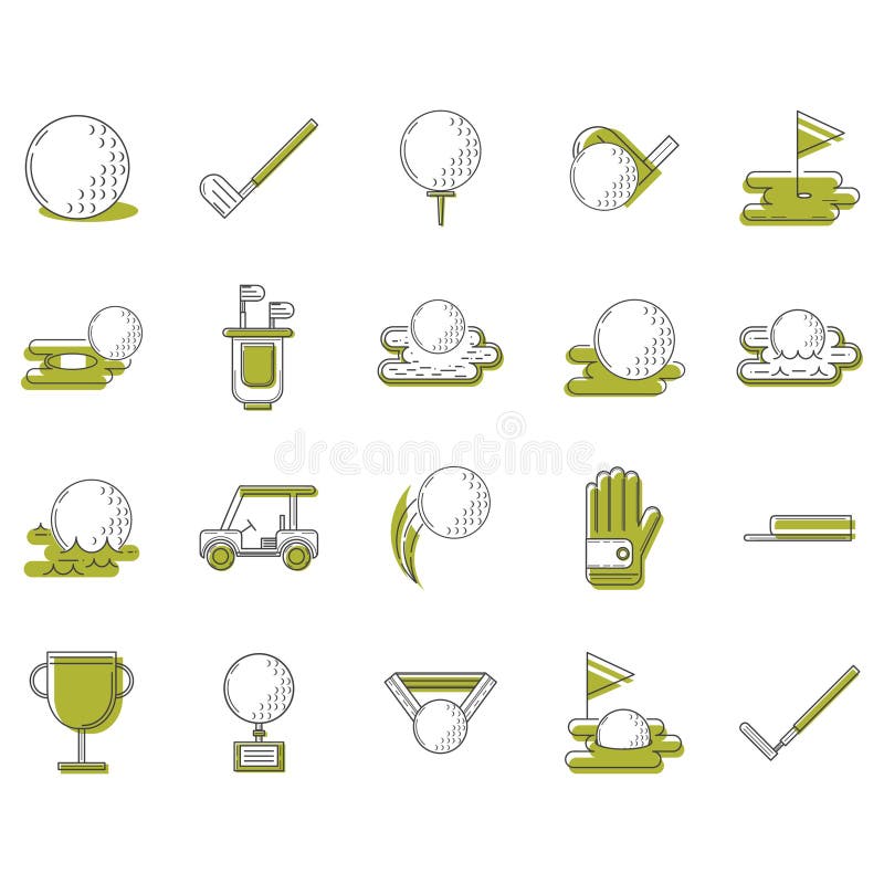Golf Icons Collection. Vector Illustration Decorative Design Stock ...