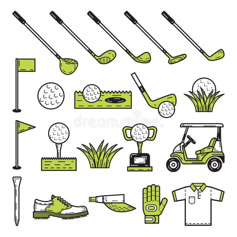 Golf Icons Collection. Vector Illustration Decorative Design Stock ...