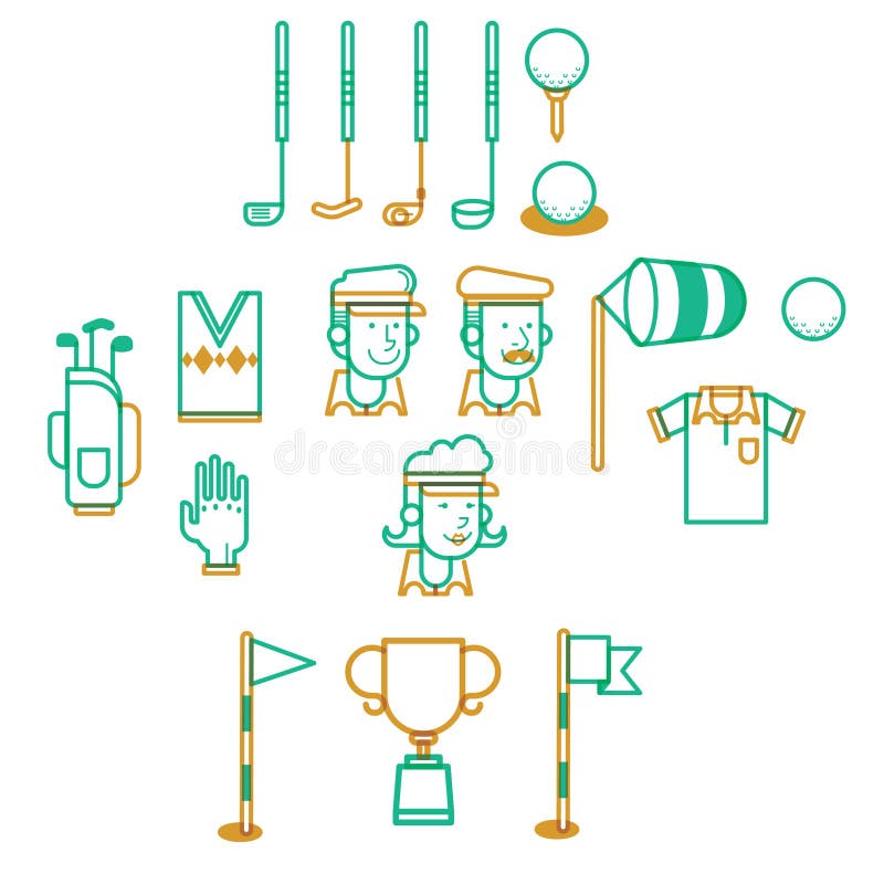 Golf Icons Collection. Vector Illustration Decorative Design Stock ...