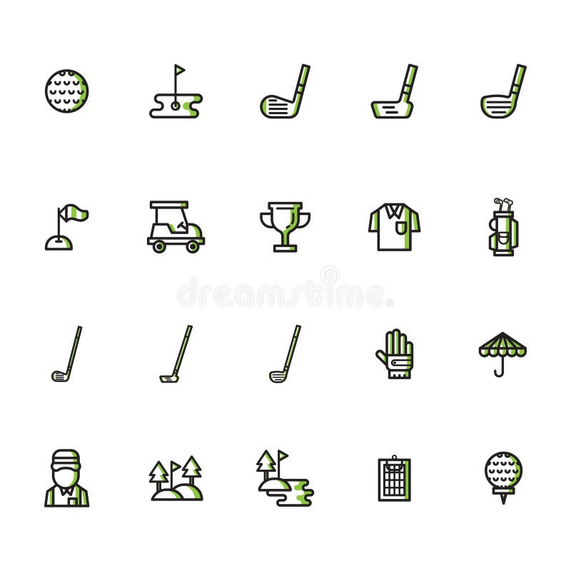 Golf Icons Collection. Vector Illustration Decorative Design Stock ...