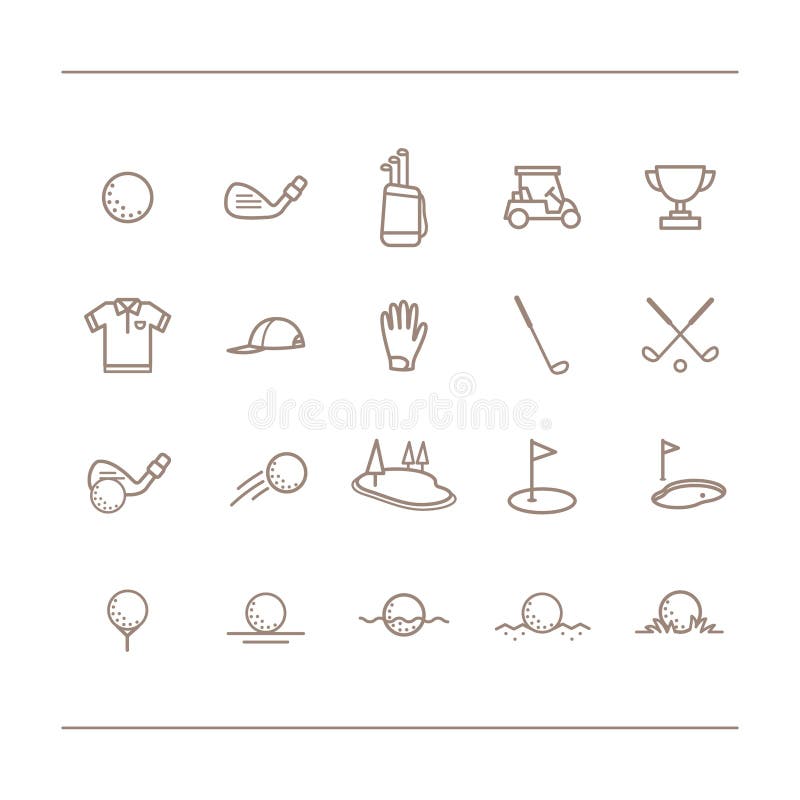 Golf Icons Collection. Vector Illustration Decorative Design Stock ...