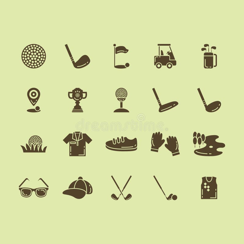 A set of golf icons stock vector. Illustration of grass - 97696278