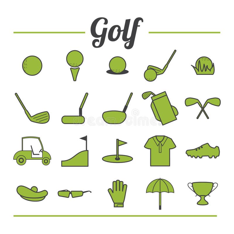 Golf Icons Collection. Vector Illustration Decorative Design Stock ...