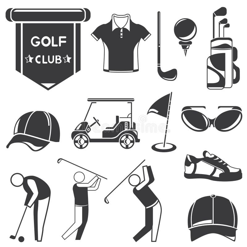A set of golf icons stock vector. Illustration of grass - 97696278
