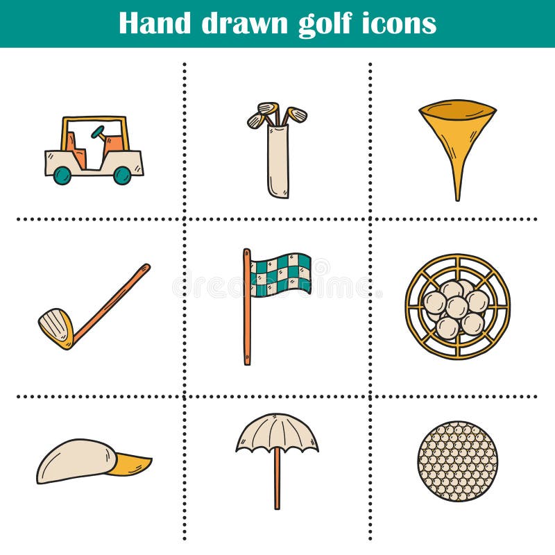 A set of golf icons stock vector. Illustration of grass - 97696278