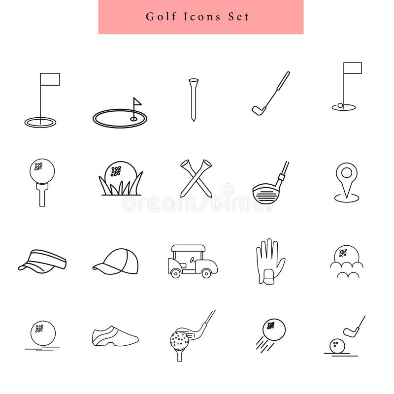 Golf icons set line art stock vector. Illustration of play - 359535244