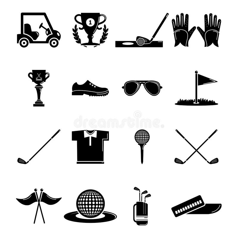 Golf Icons Set Symbols, Simple Style Stock Vector - Illustration of ...