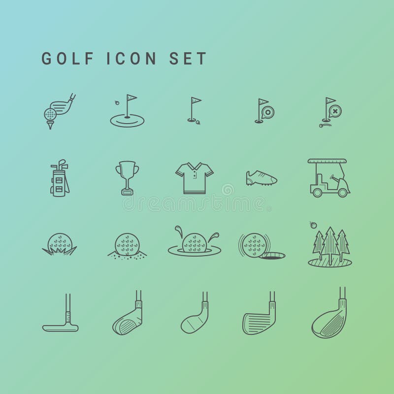 Golf Icons Set. Vector Illustration Decorative Design Stock Vector ...